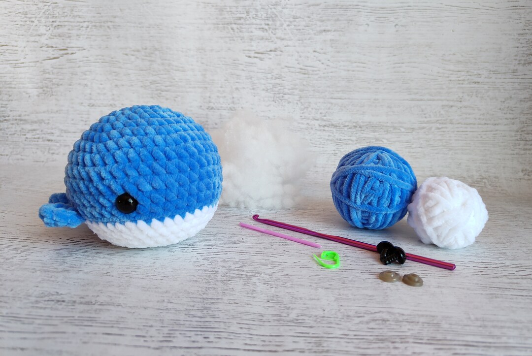Crochet Whale Plush Kit Beginner, Crochet Plush Amigurumi Kit, Diy ...