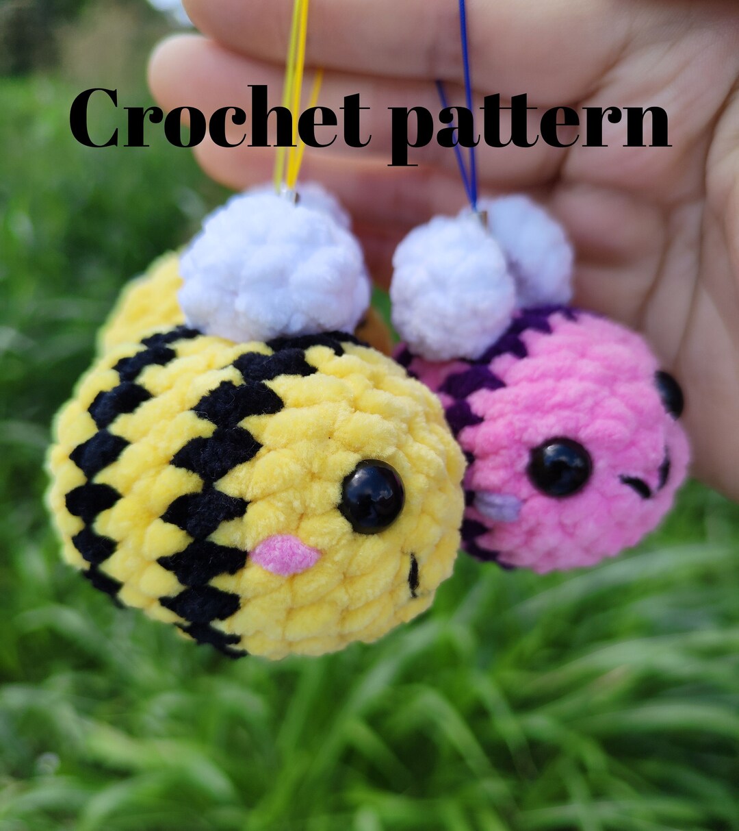 Crochet Bee Plush Pattern, Crochet Bumblebee Plush, Keychain Plush ...