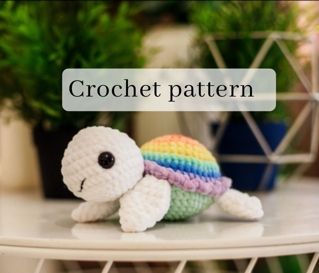 Crochet Rainbow Turtle Plush Pattern Pdf, Turtle Plush, Crochet Sea ...