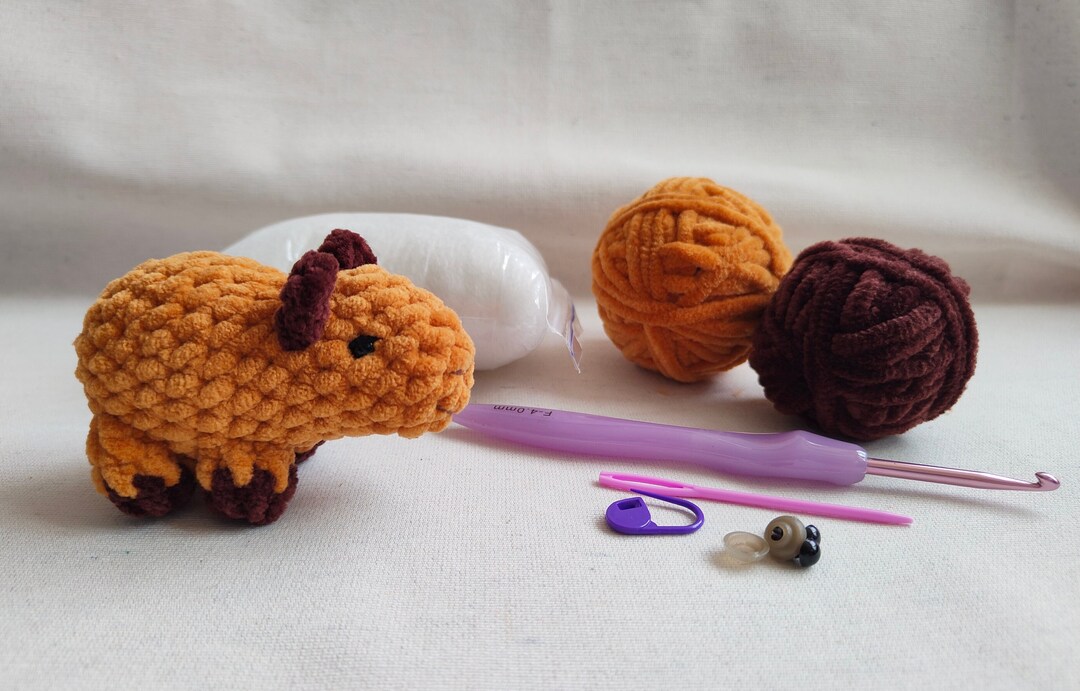 Beginner Crochet Kit, Crochet Craft Kit With Yarn, Crochet Capybara ...