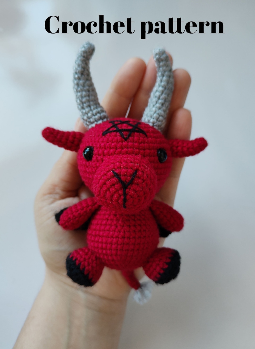 Crochet Baphomet Pattern, Baby Baphomet Amigurumi, Crochet Satanic Goat ...