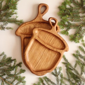 Acorn Shaped Wooden Plate, Living Room Decor, Wood Snack Plate ...