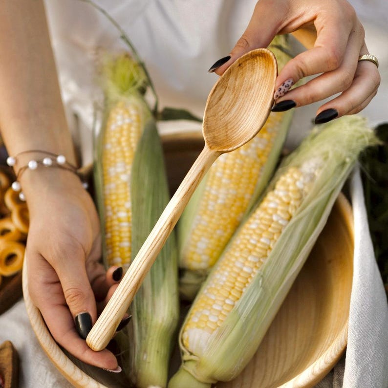 Rustic Wooden Spoons for Cooking or Serving, Handmade Oak Utensils for ...