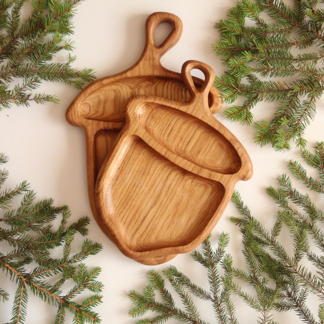 Acorn Shaped Wooden Plate Living Room Decor Wood Snack Plate Decorative ...