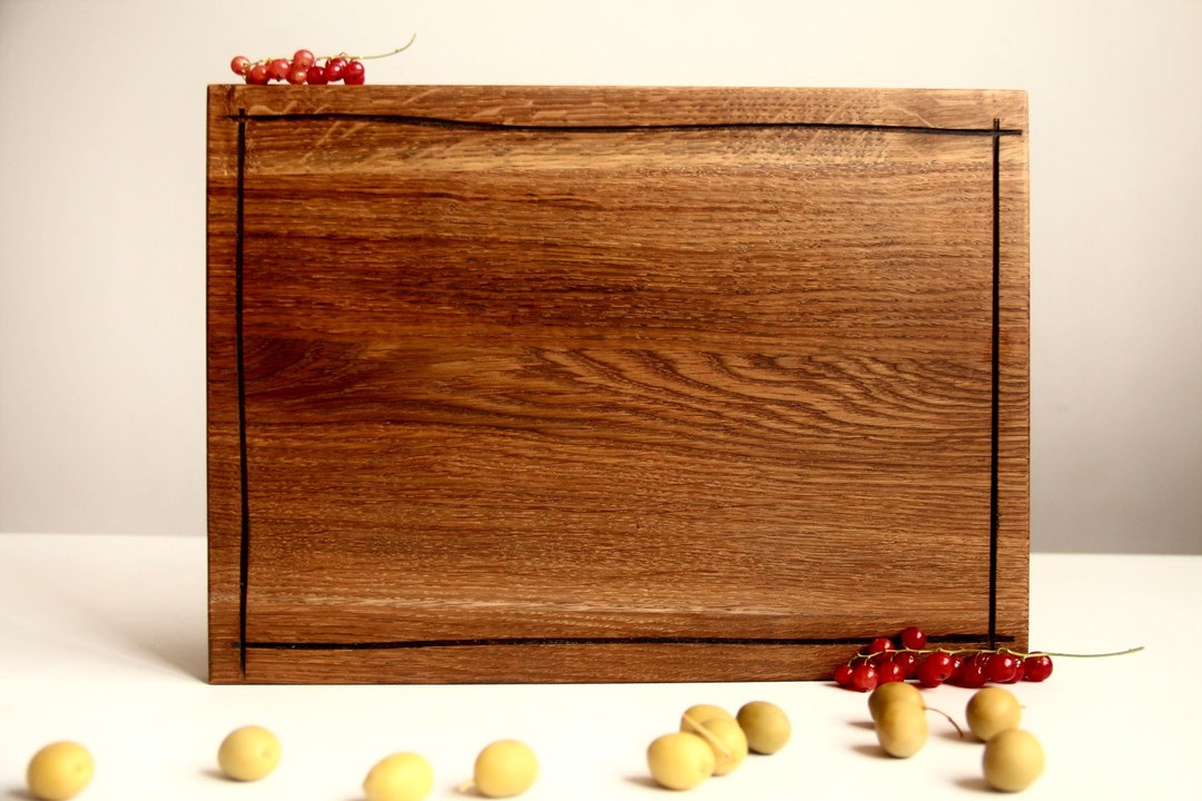 Oak Wooden Cutting Board, Rectangular Kitchen Serving Board ...