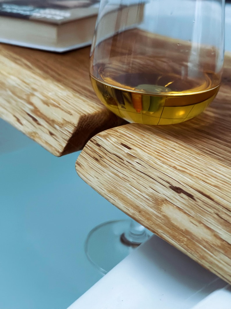 Cuddy Oak Bath Tray, Spa Bath Tray With Book and Wine Glass Stand ...