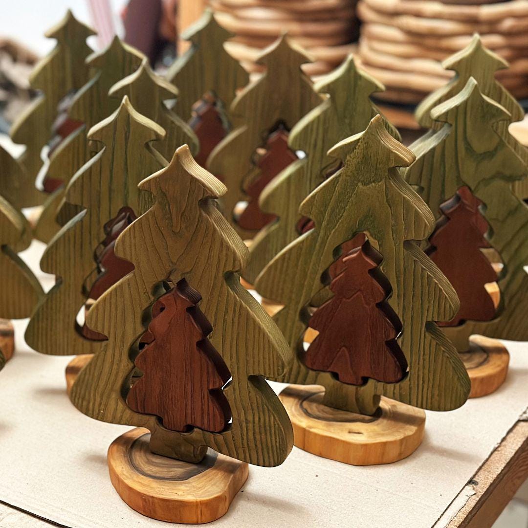 Rustic Wooden Christmas Tree Decor – Holiday Mantelpiece for Living ...