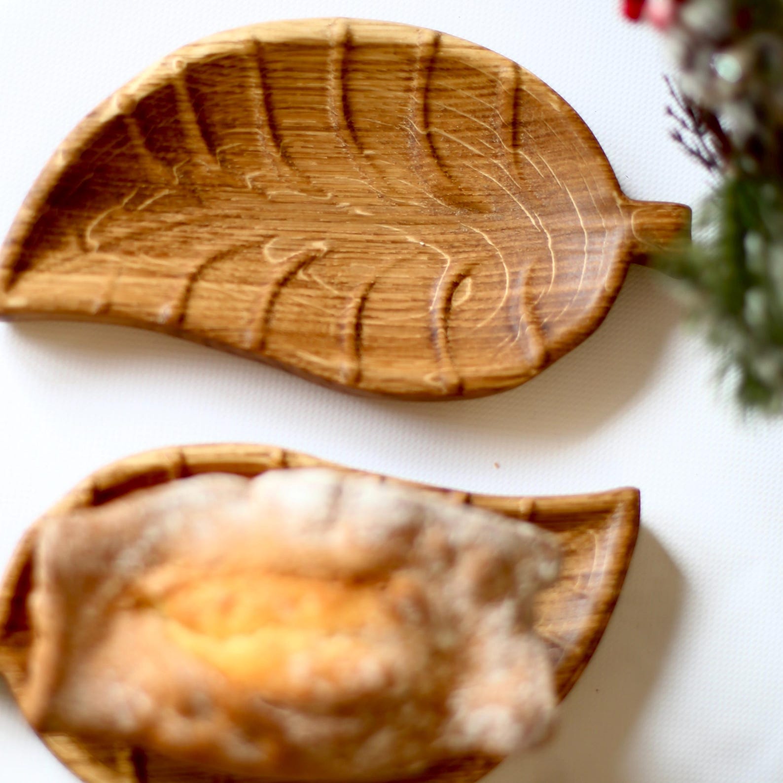 Wood Carving Leaf Plate, Small Wooden Platter, Decorative Tray, Mom's ...