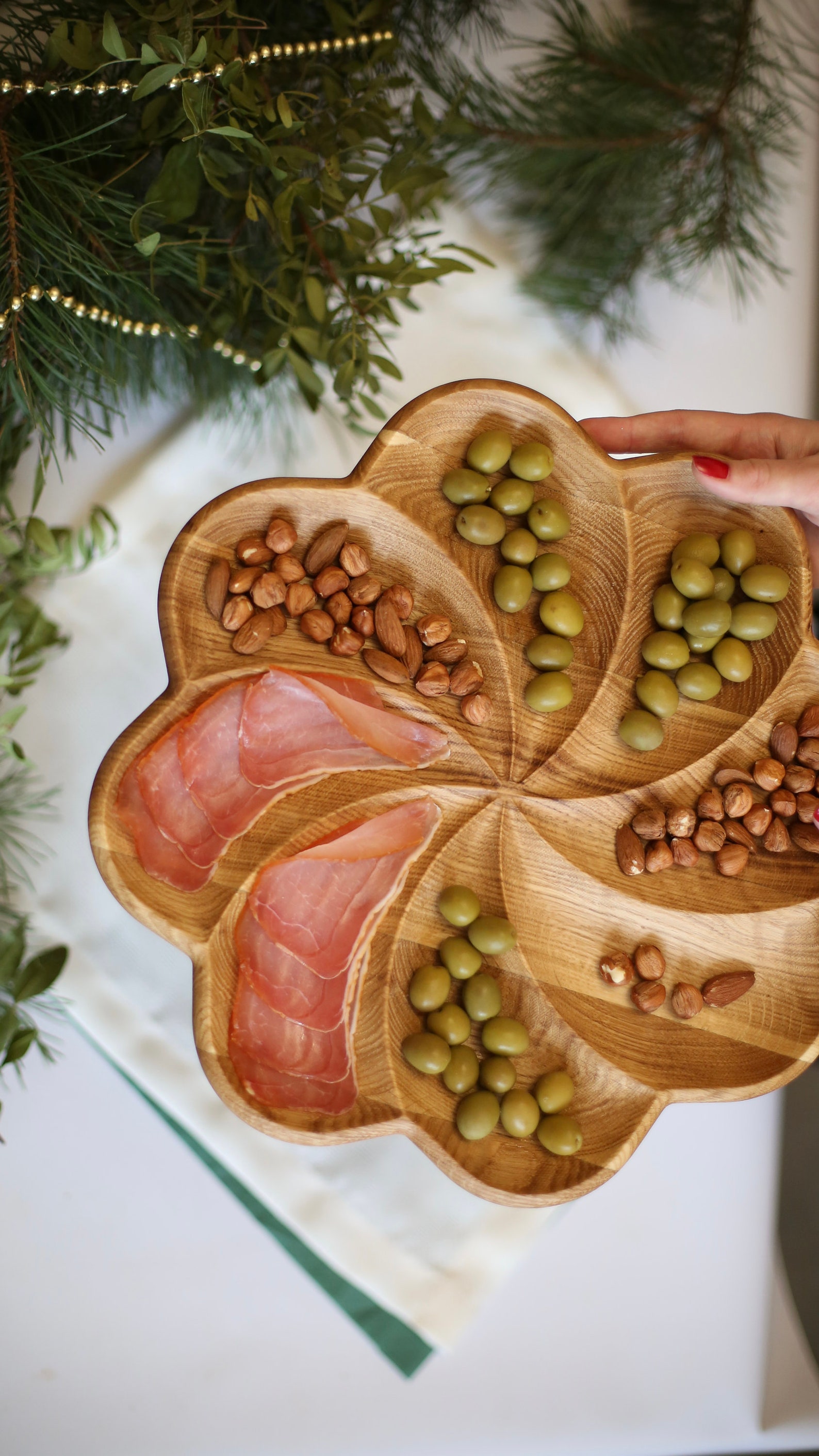 Serving Wooden Snack Plate With Sections, Custom Wooden Nut Tray for ...