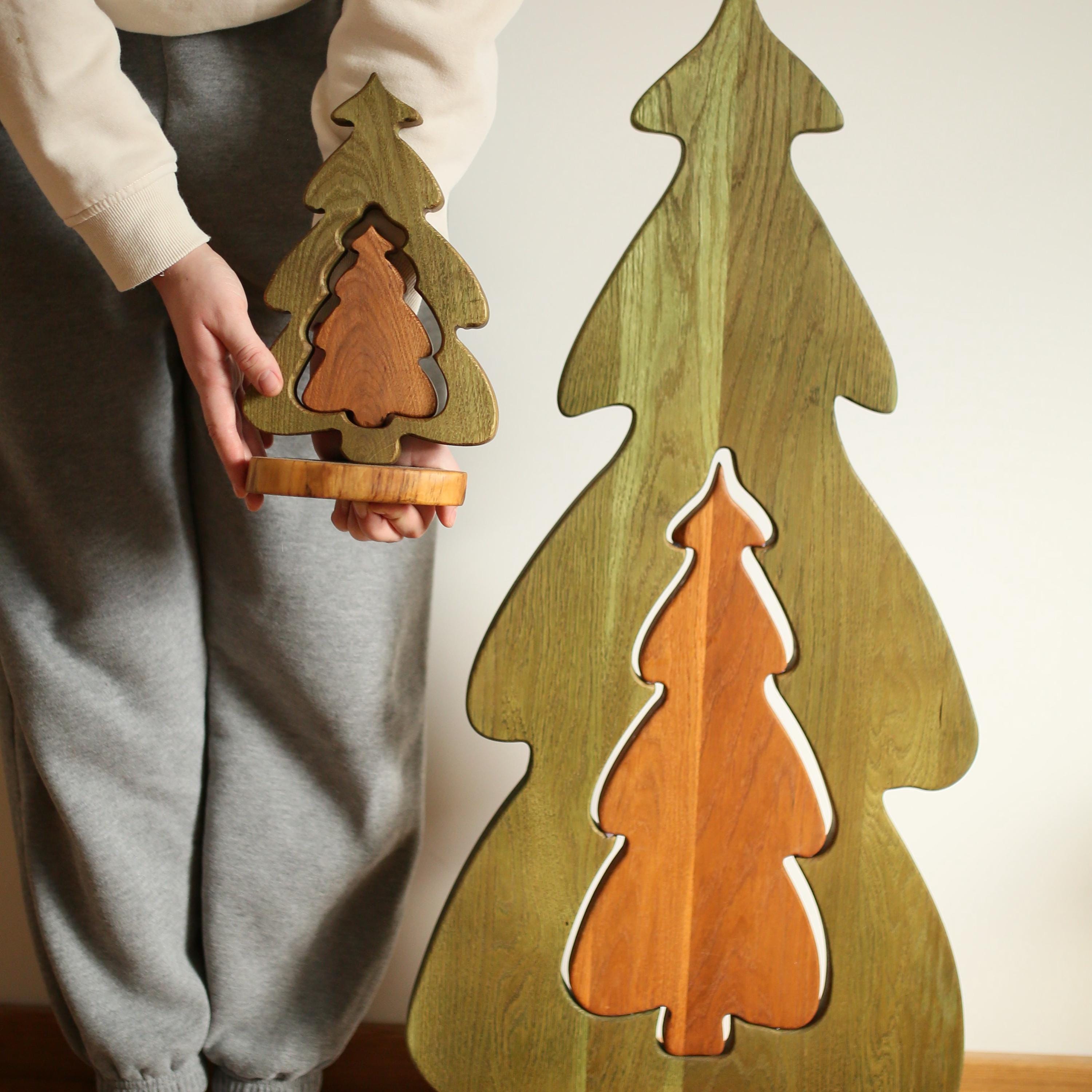 Rustic Wooden Christmas Tree Decor – Holiday Mantelpiece for Living ...