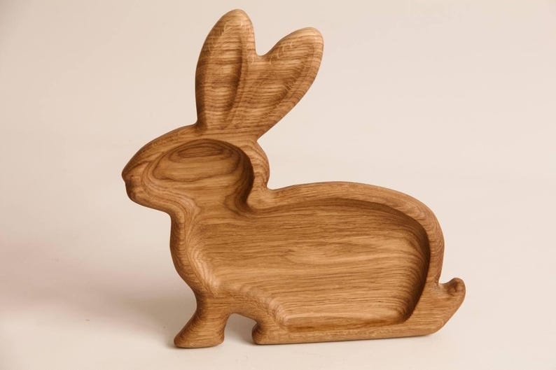 Custom Wooden Bunny Plate, Handcrafted Animal Snack Tray for Kids ...