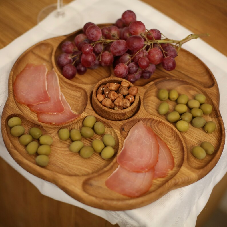 Serving Wooden Snack Plate With Sections, Custom Wooden Nut Tray for ...