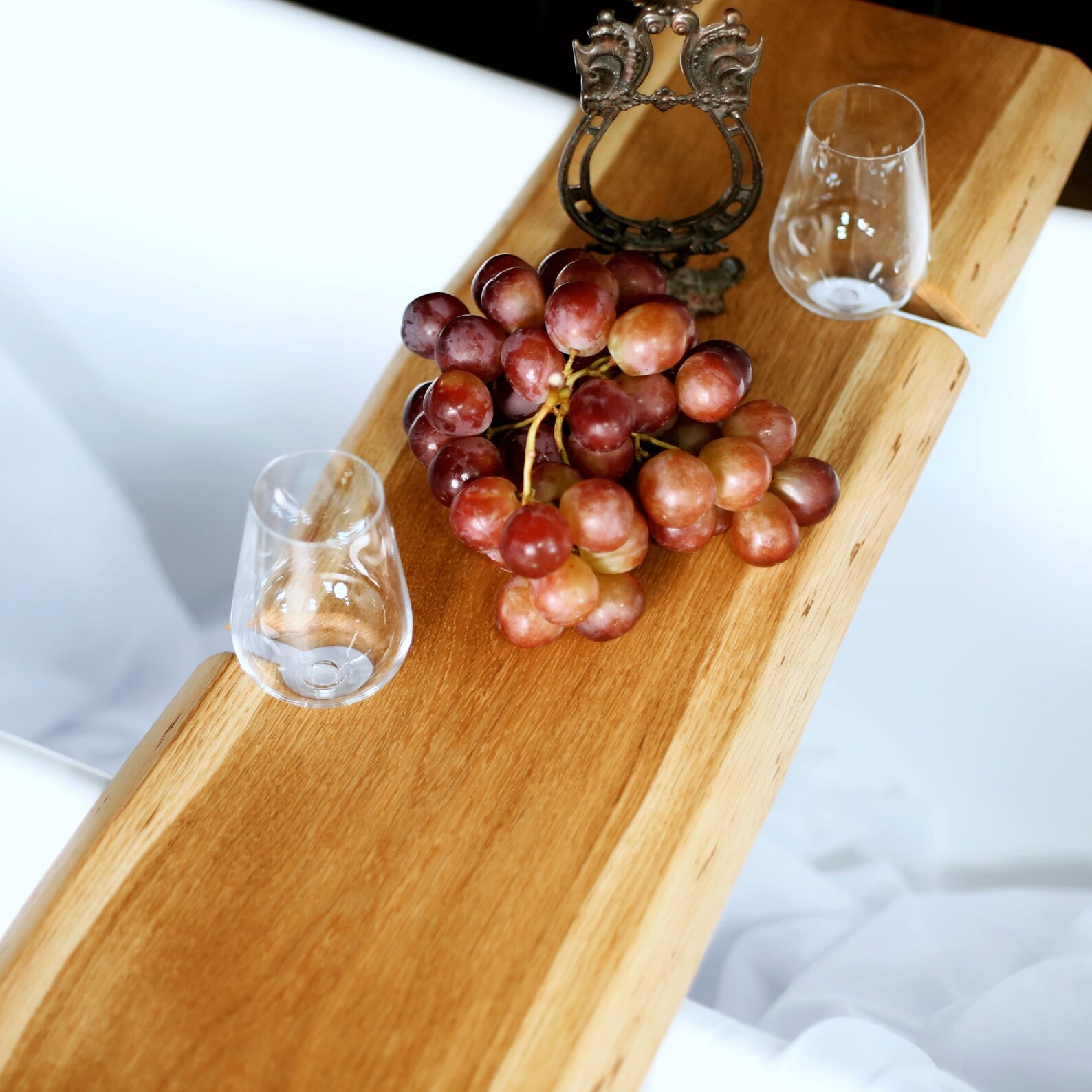 Bathtub Tray for Wine and Snacks, Solid Wood Bath Board With Live Edge ...