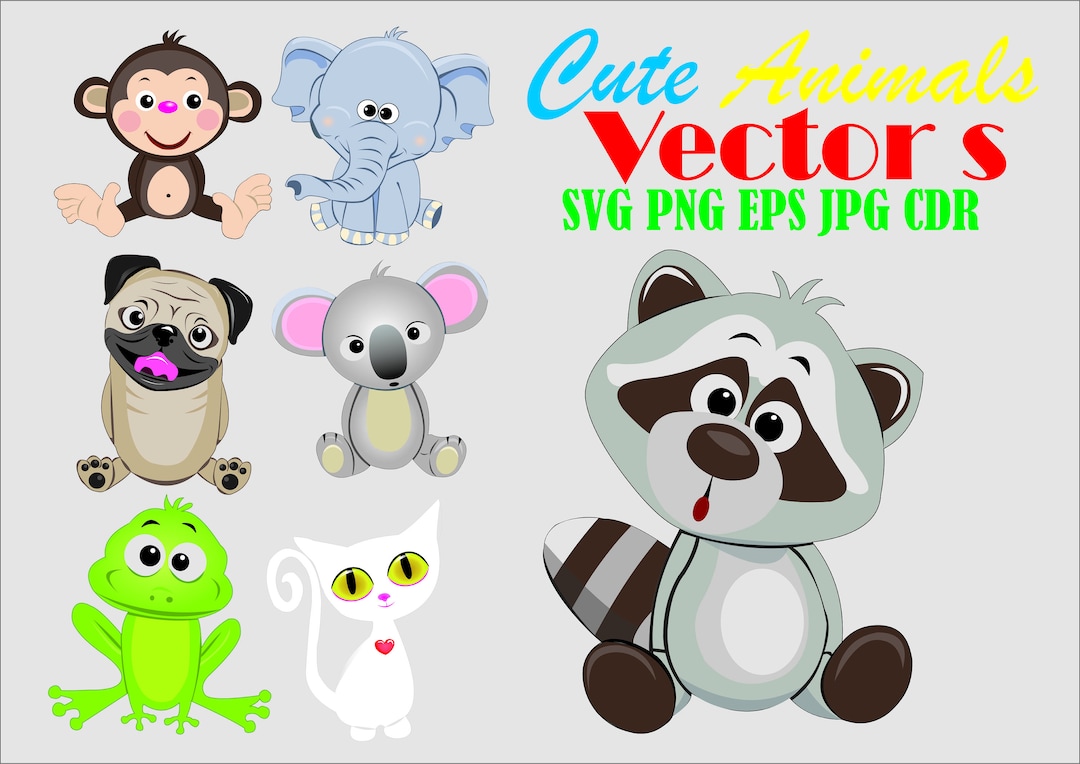 Cute Animal Vectors Illustration, Svg, Png, Eps, Cdr - Etsy