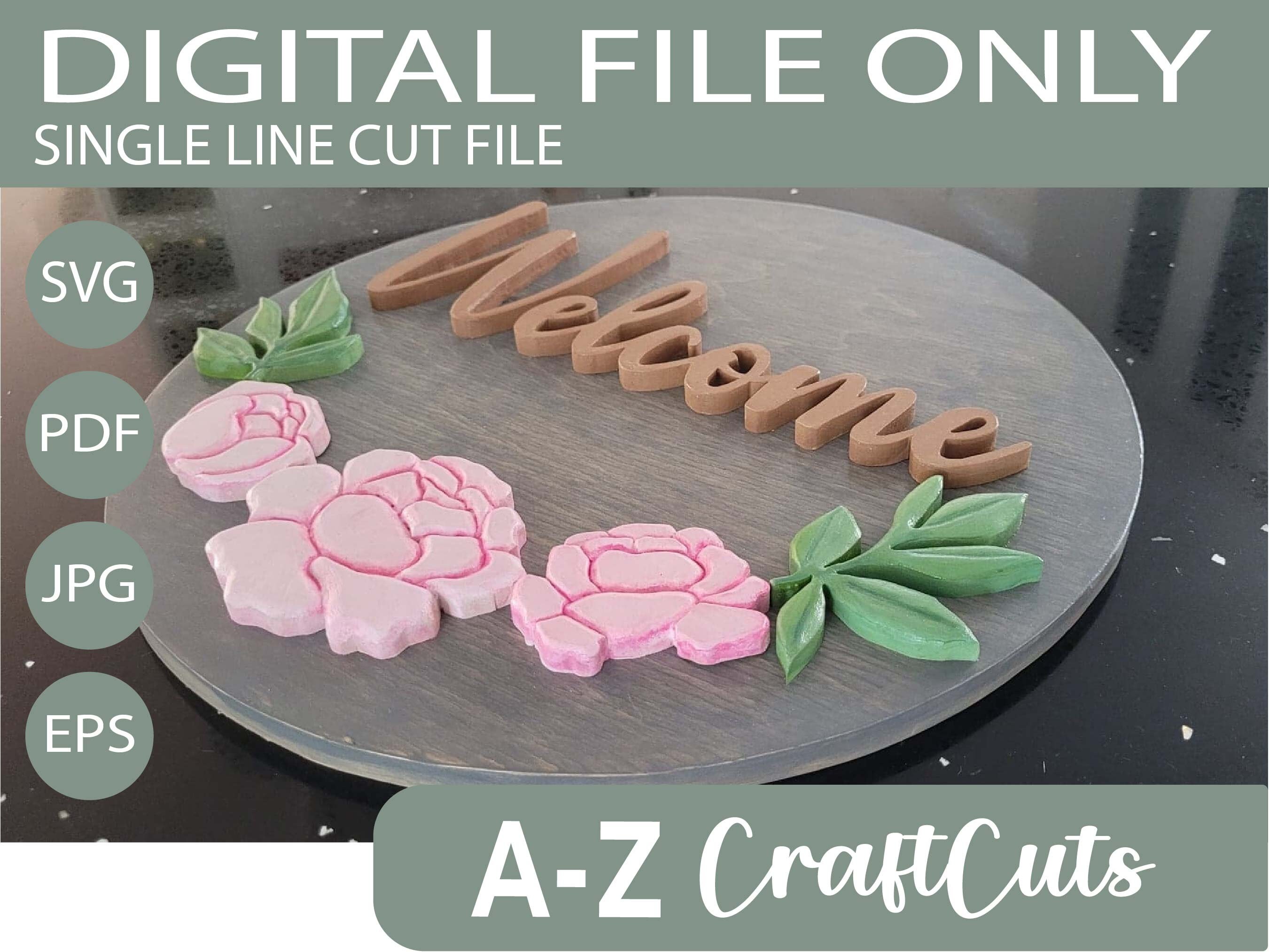 Peonies Welcome Sign Single Line Bundle | Floral SVG | Peony PDF File ...