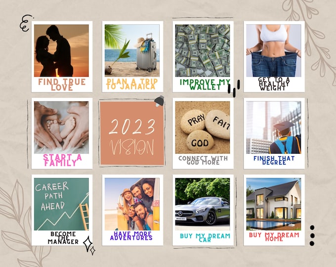 Square New Year's Vision Board PRINTABLE Template Earth Tones - Etsy