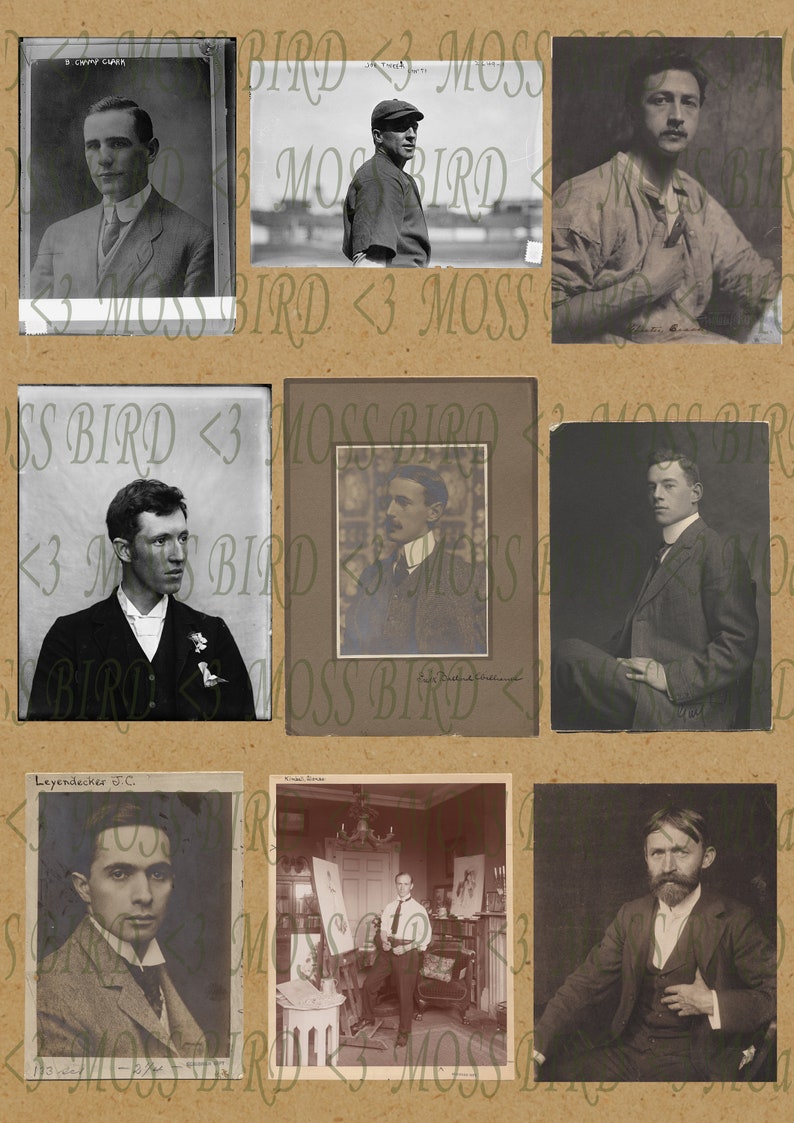 Beautiful Men of the Past, Printable Vintage Ephemera, 20 Downloadable ...