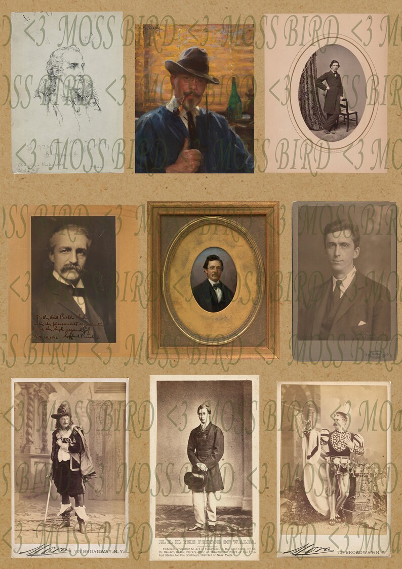Beautiful Men of the Past, Printable Vintage Ephemera, 20 Downloadable ...