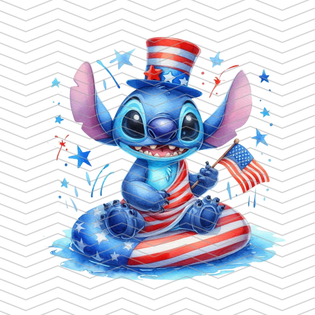 Stitch Fourth of July Red White and Blue PNG Digital Download ...