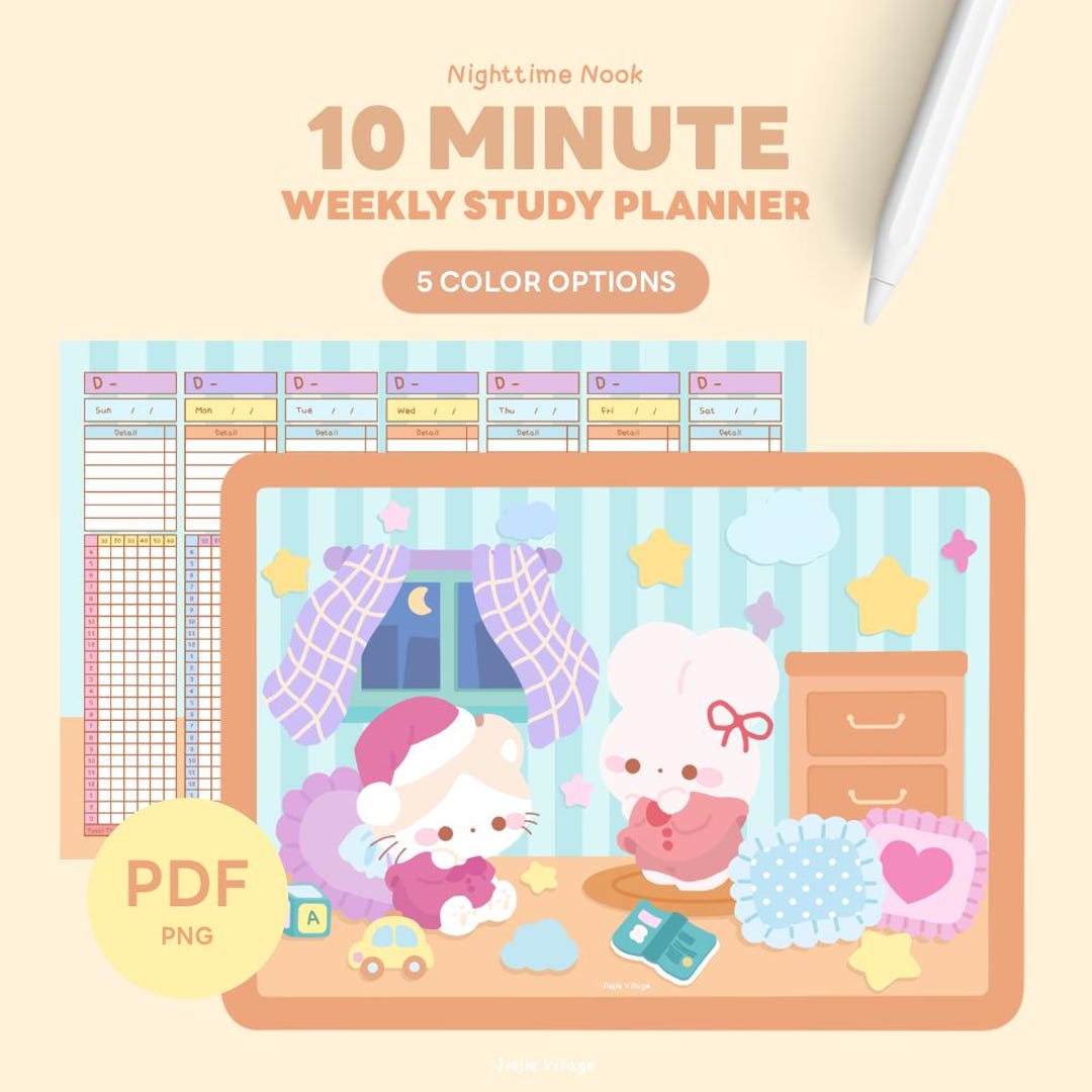 10 Minutes Weekly Schedule, Pomodoro, Cute Study Planner, 10 Minute ...