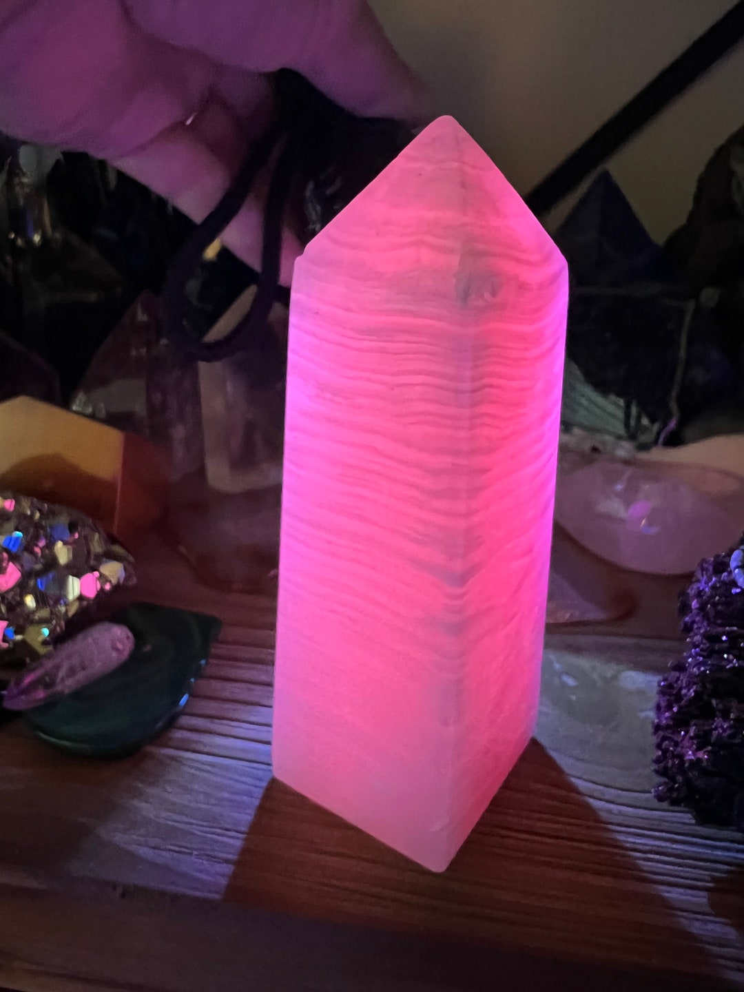 Pink Mangano Calcite Tower UV Reactive - Etsy