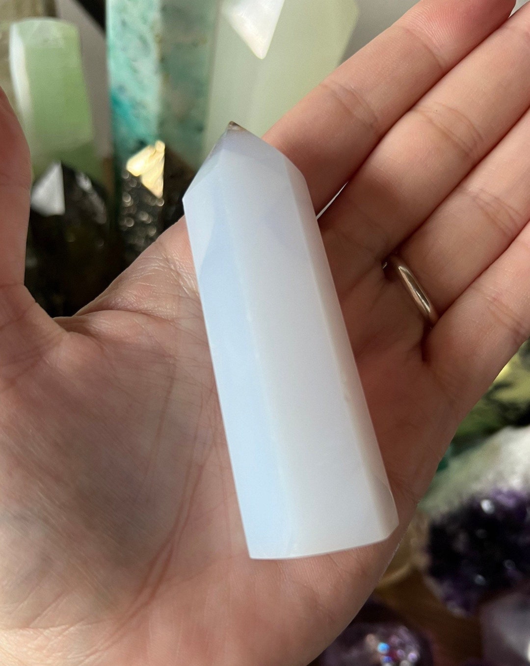 Blue Chalcedony Tower Point - Etsy