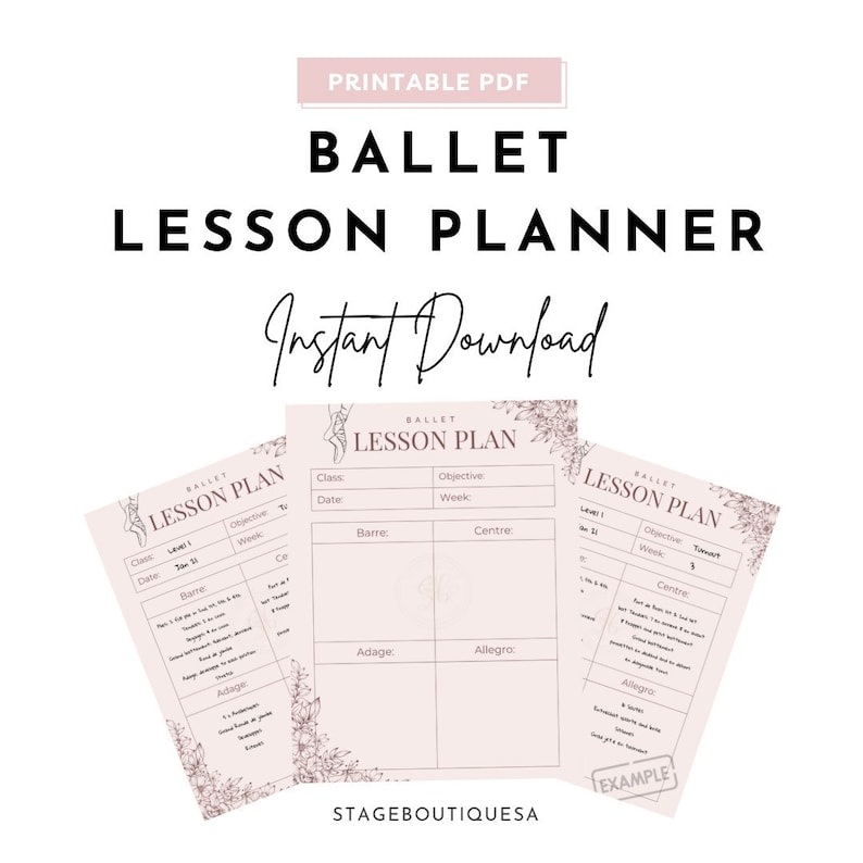 Ballet Lesson Planner, Downloadable Planner for Ballet Teachers, Ballet ...