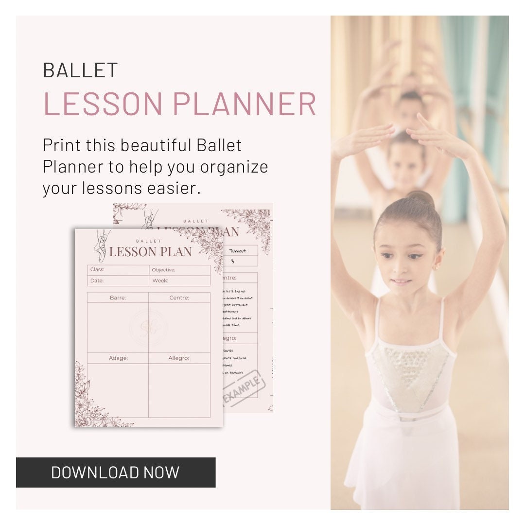 Ballet Lesson Planner, Downloadable Planner for Ballet Teachers, Ballet ...