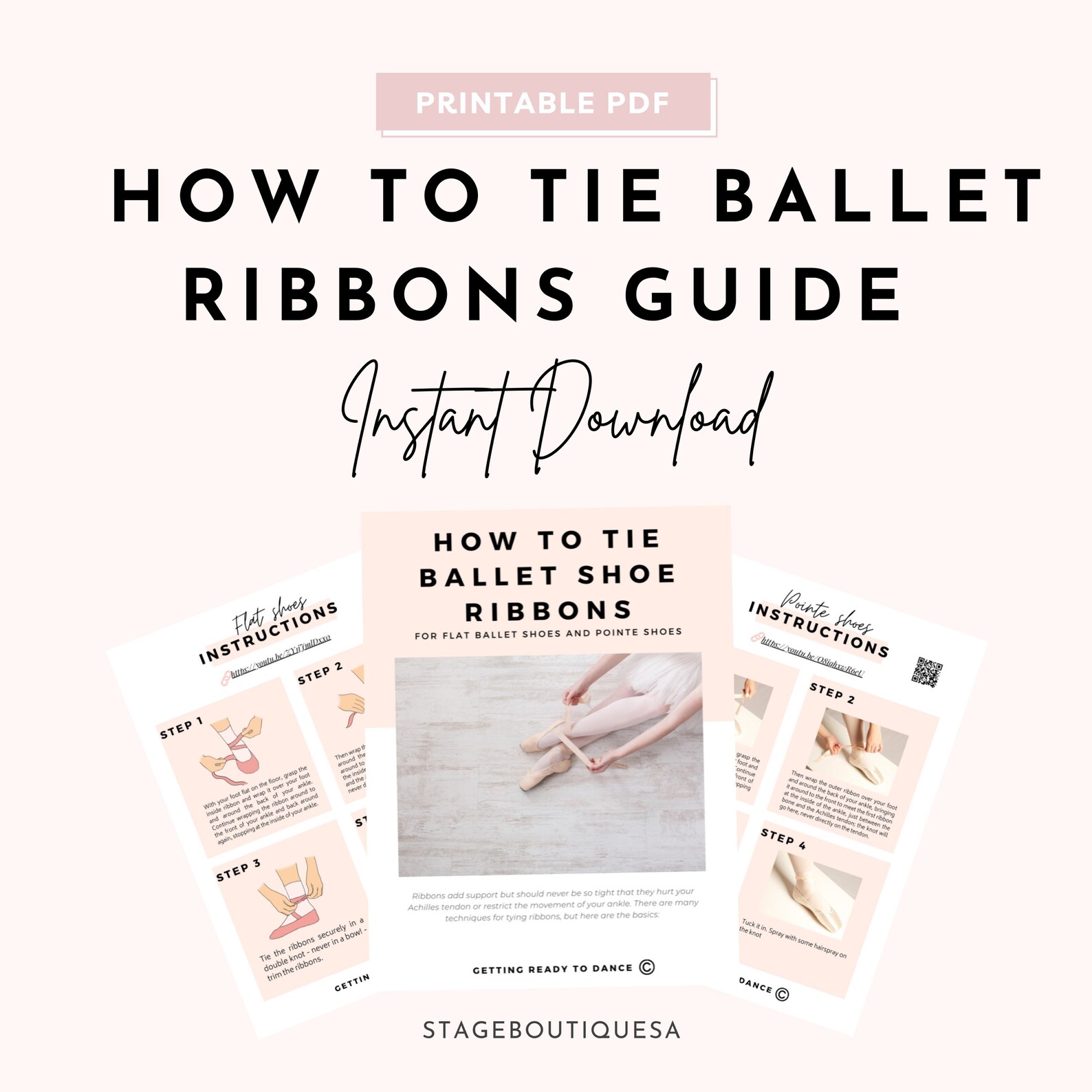 How to Tie Ballet Ribbons Printable Guide for Dancers Ballet - Etsy ...