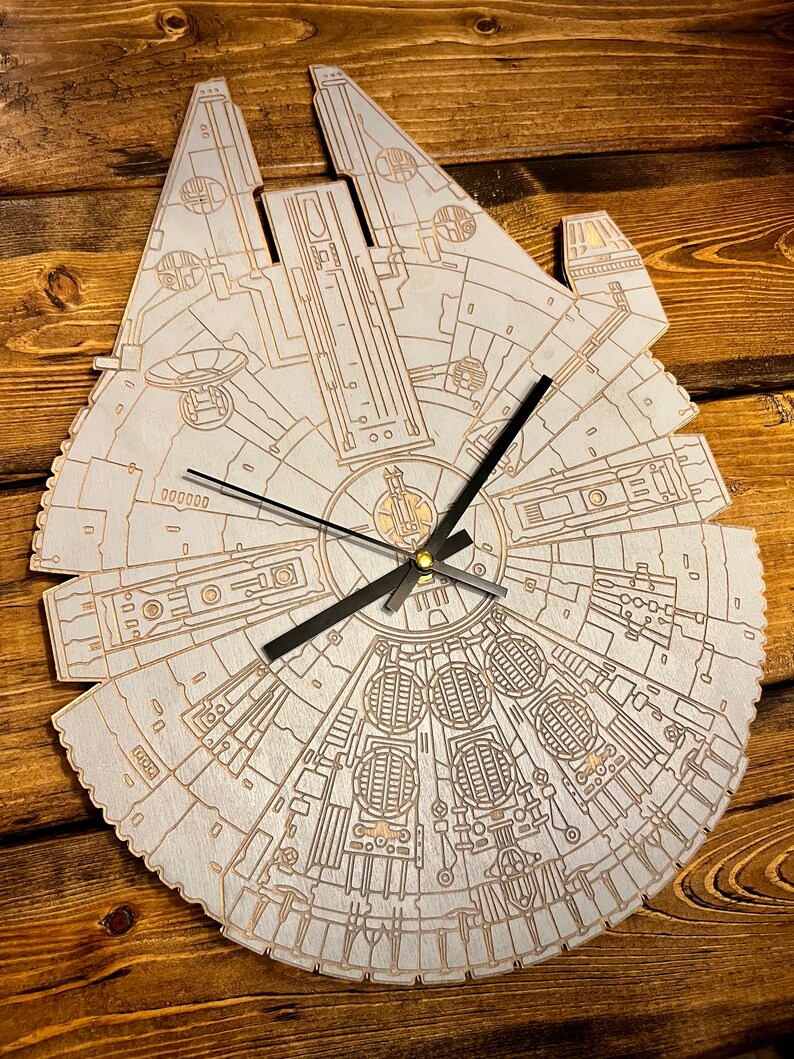Millennium Falcon Star Wars Clock Engraved Clock Star Wars Clock Star ...