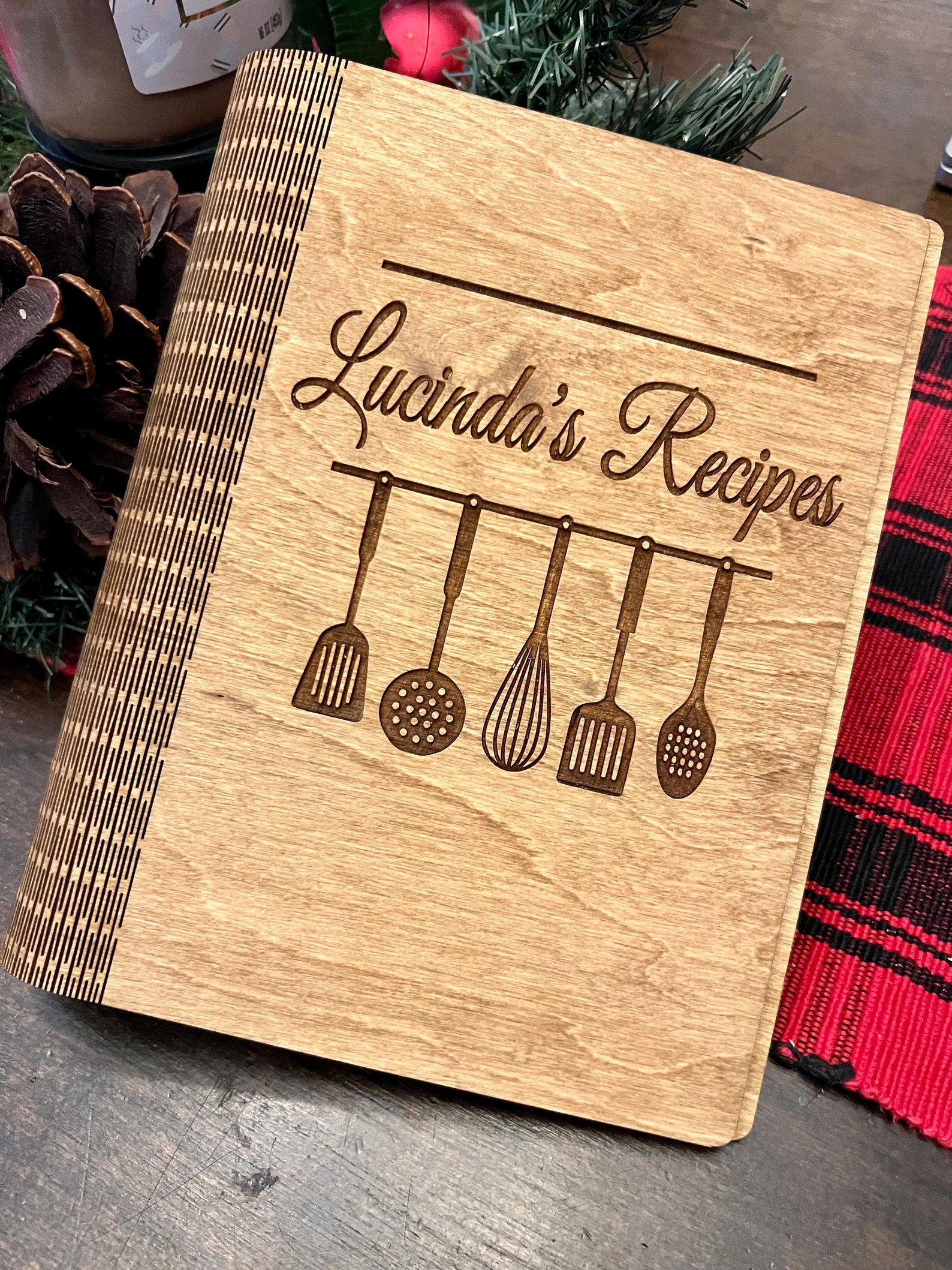 Wooden Recipe Book Recipe Book Cookbook Personalized Cookbook Custom ...