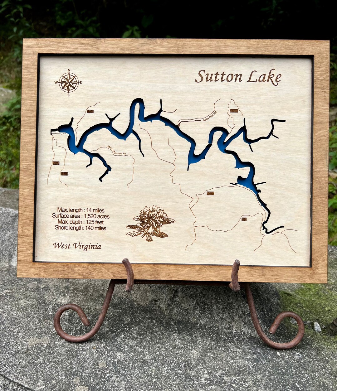 Engraved Lake Map || Sutton Lake Map || Wooden Engraved Lake Map ...