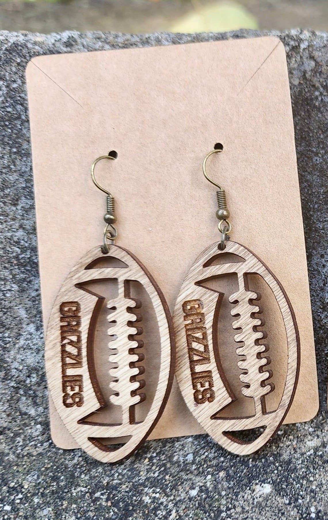 Football Earrings || Wooden Football Earrings | CUSTOMIZABLE || Laser ...