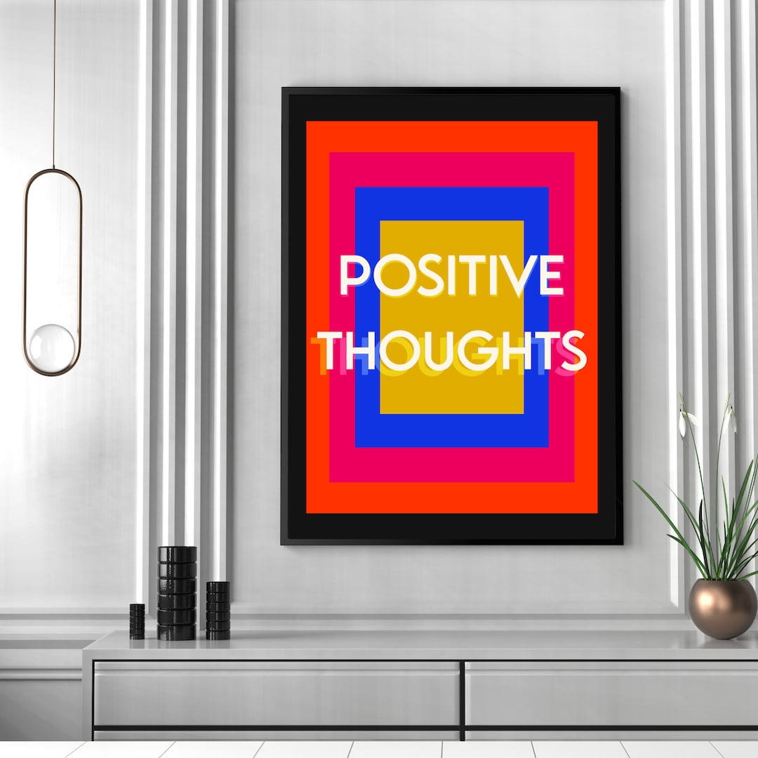 Colorful Positive Thoughts Wall Art, Daily Reminder Poster, Bright ...
