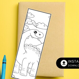 Printable Dinosaur Coloring Bookmarks: Kids Classroom Activity (digital ...