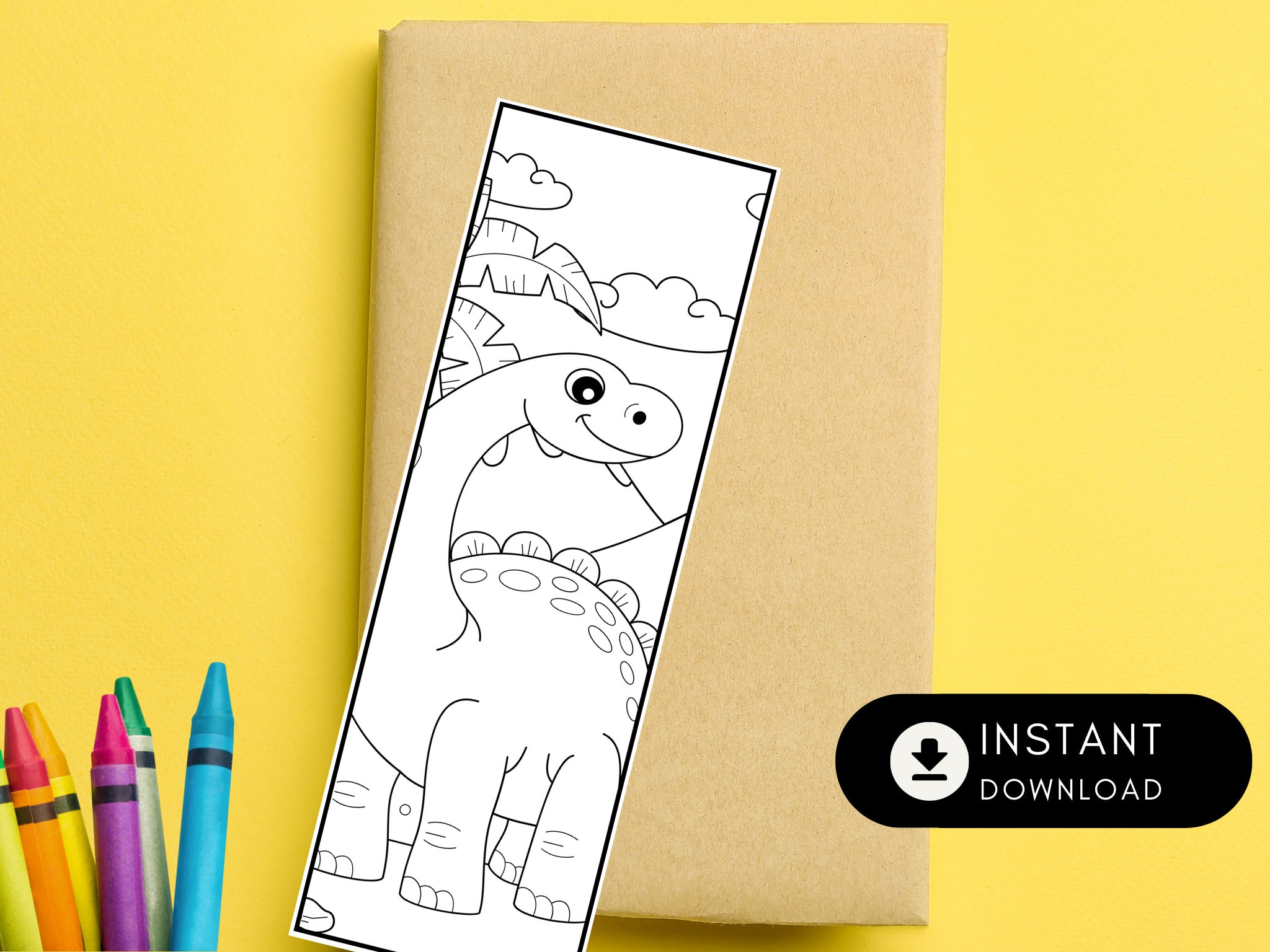 Printable Dinosaur Coloring Bookmarks: Kids Classroom Activity (digital ...