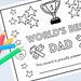 Best Dad Father's Day Certificate Coloring Activity Sheet for Kids to ...
