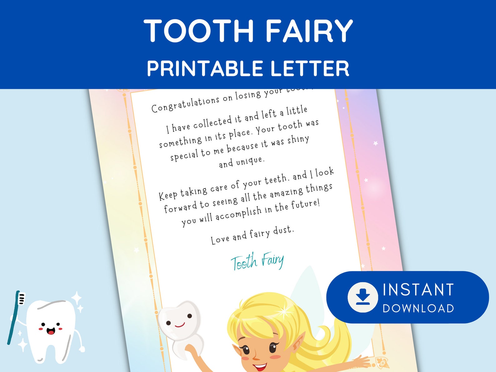 Printable Letter From the Tooth Fairy for Kids - Tooth Fairy Kids ...
