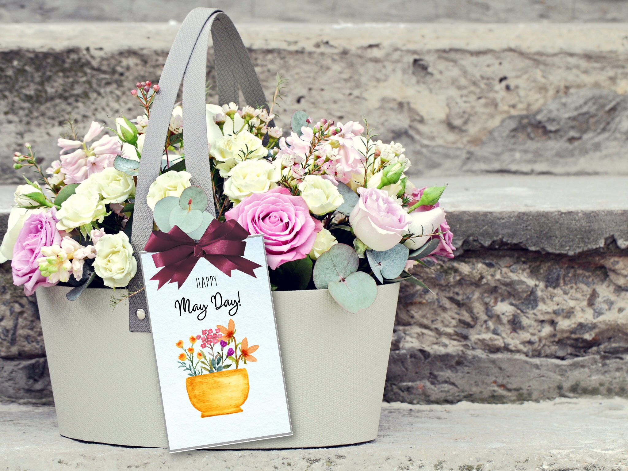 May Day Basket Printable Cards, 8 Assorted Designs, Print at Home May ...