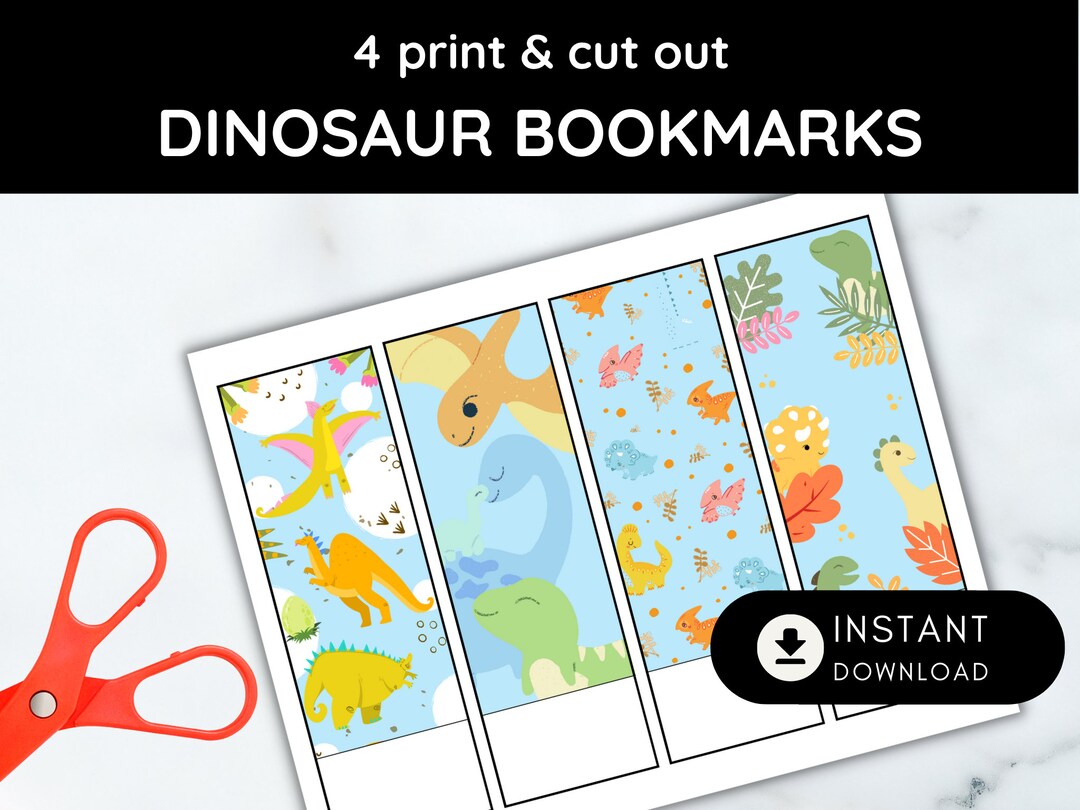 Printable Kids Dinosaur Bookmarks With Label Tab, Class Reading Day ...