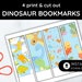 Printable Kids Dinosaur Bookmarks With Label Tab, Class Reading Day ...