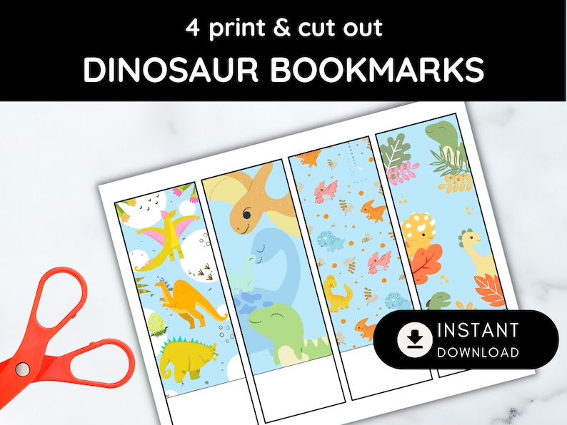 Printable Kids Dinosaur Bookmarks With Label Tab, Class Reading Day ...