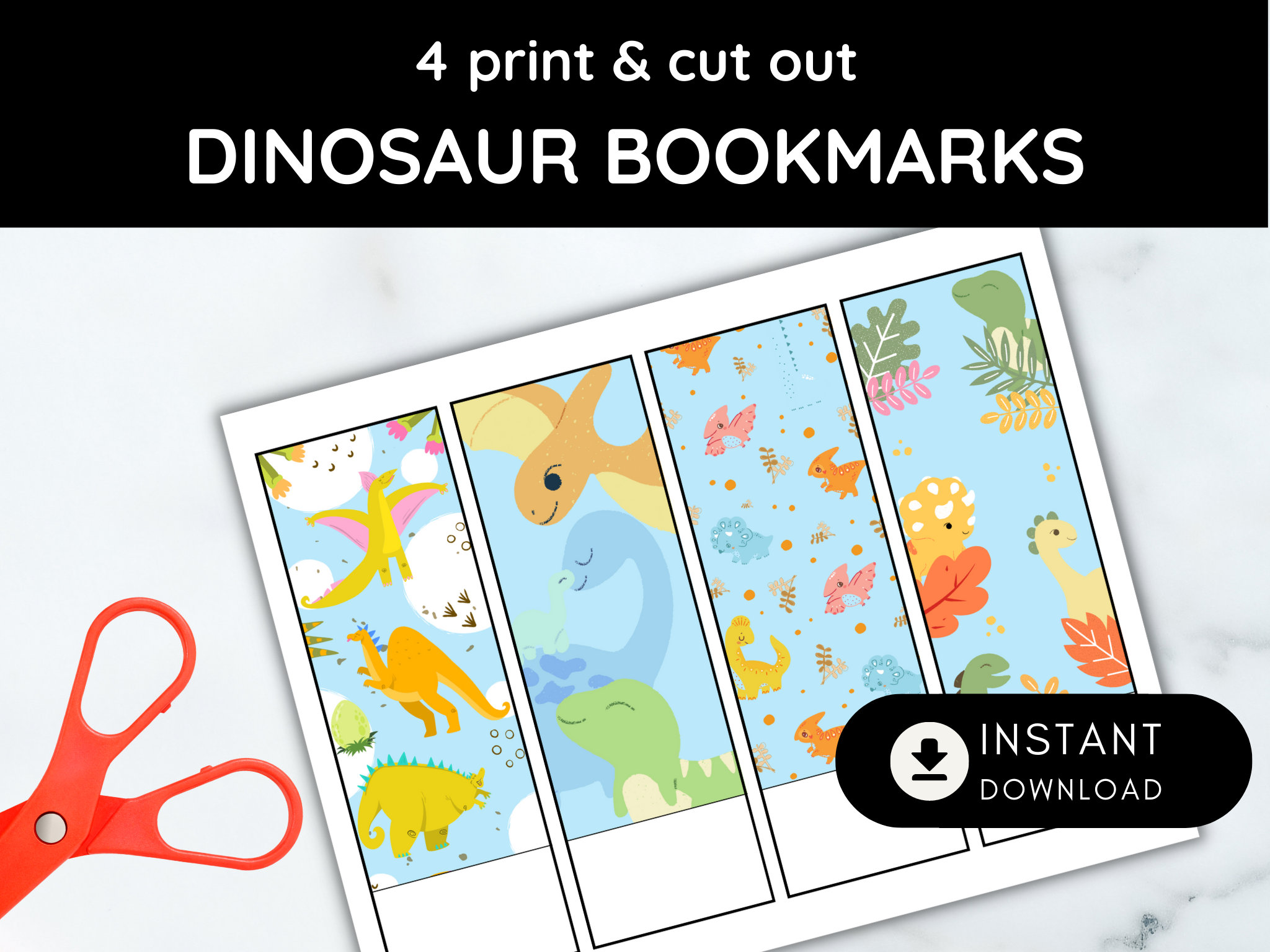 Printable Kids Dinosaur Bookmarks With Label Tab, Class Reading Day ...