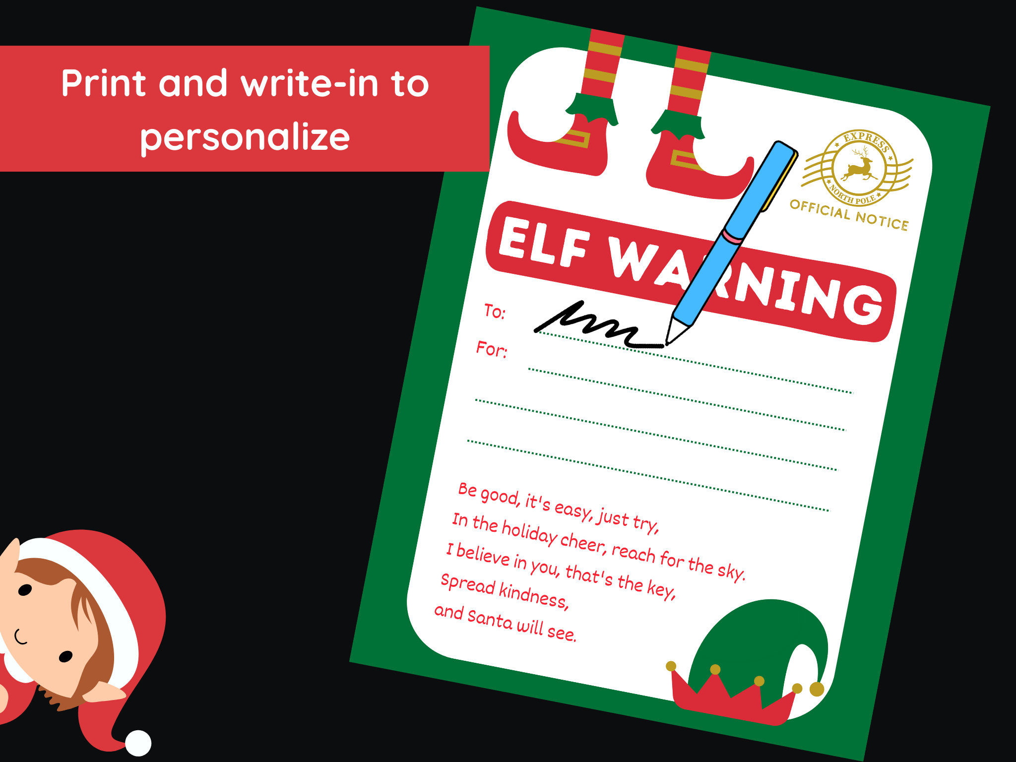 Printable Elf warning Report Letter Print at Home Elf Report Card ...