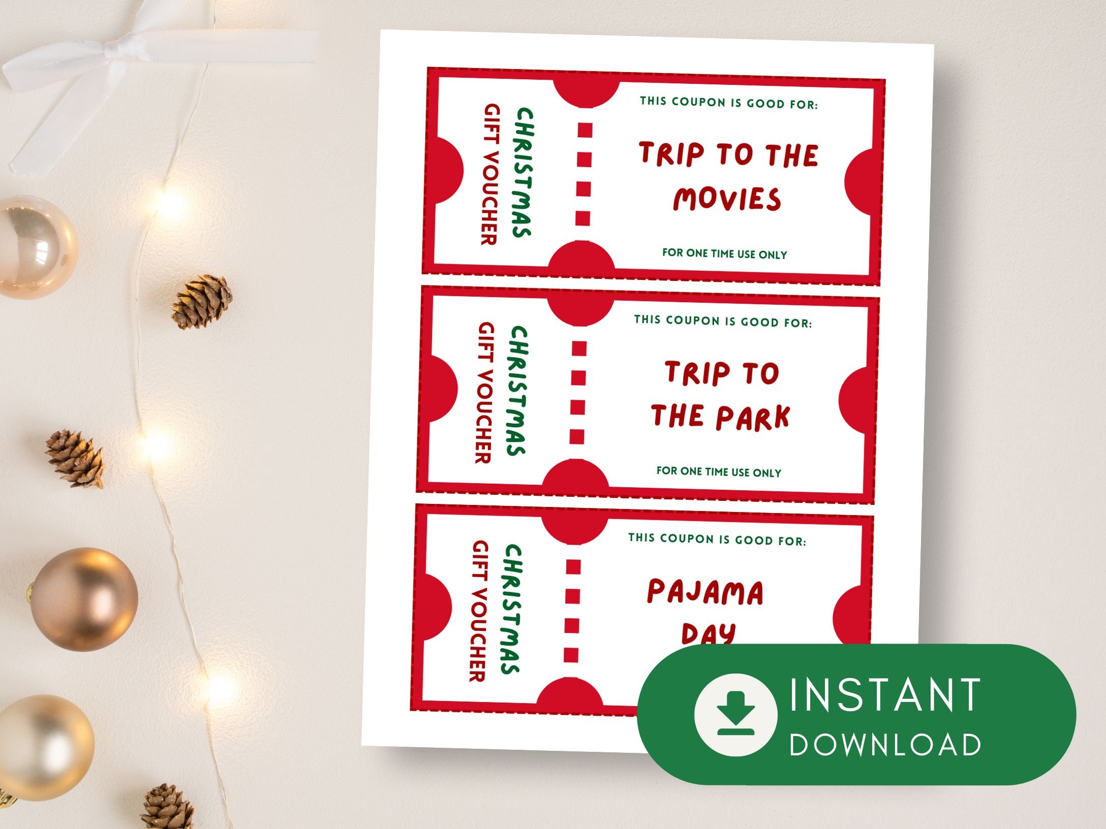 Printable Christmas Coupons for Kids: Write-in Gift (PDF) - Etsy