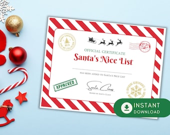 Printable Nice List Approval Certificate "from Santa" Instant Download ...