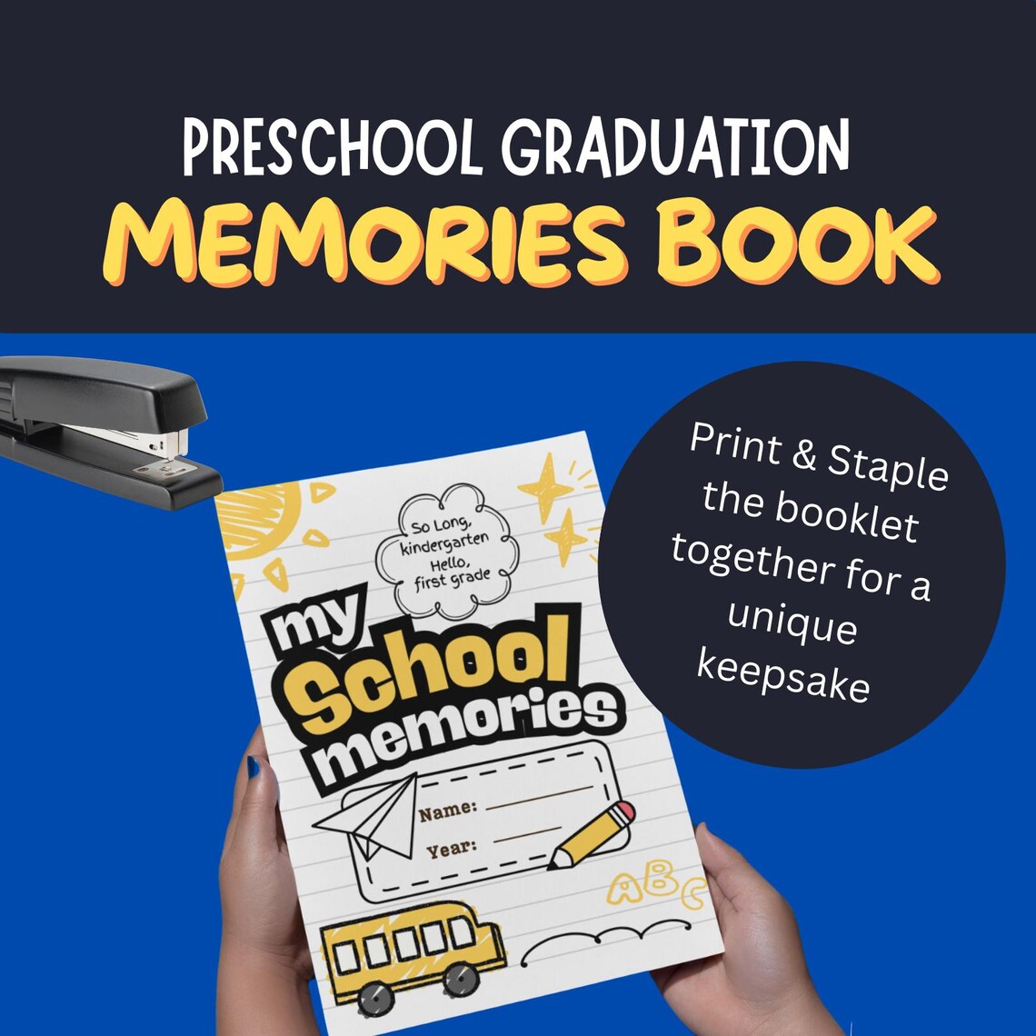 End of School Year Memory Book, Printable PDF Fill-in & Canva-editable ...