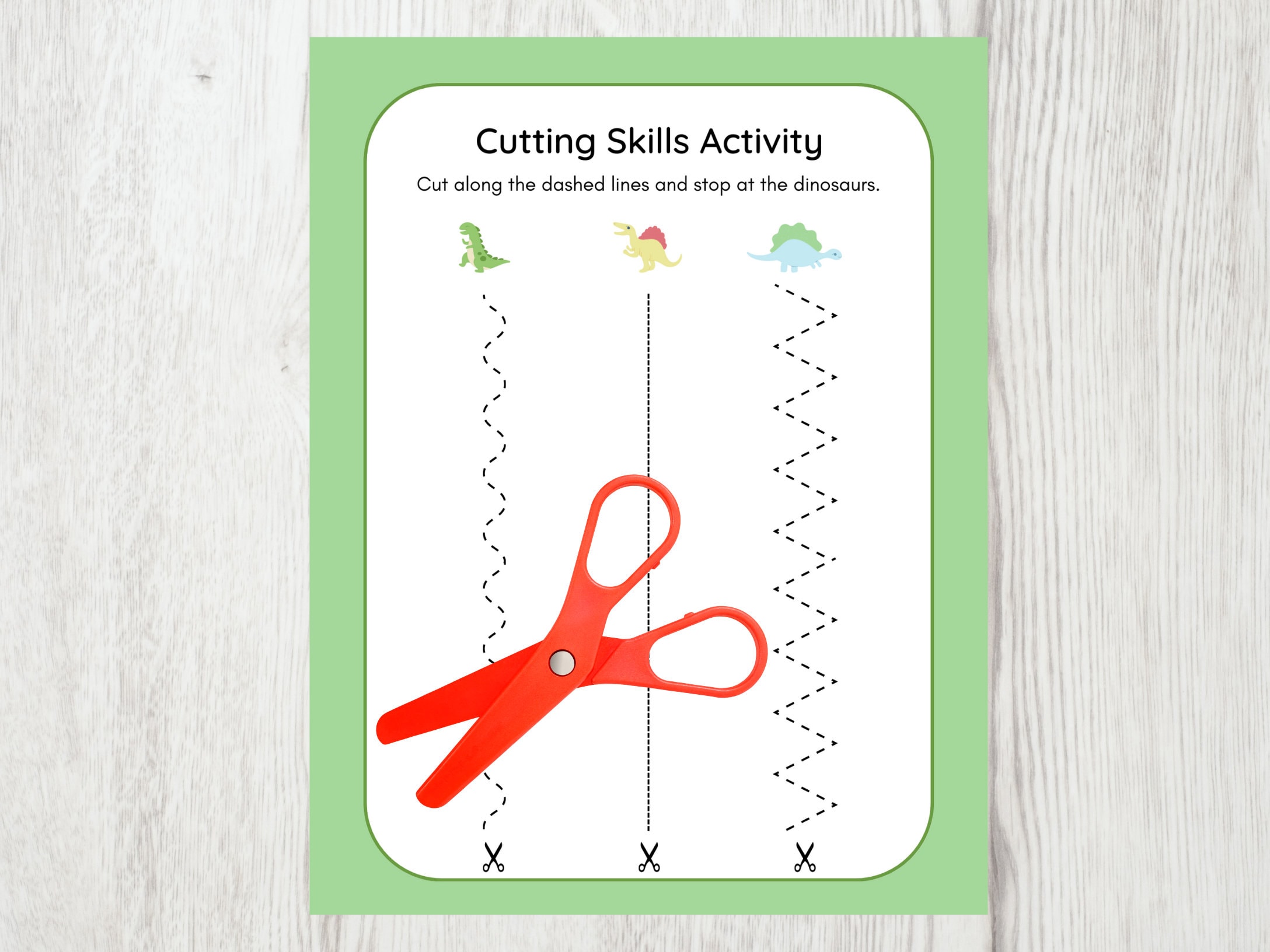 Printable Kids Dinosaur Themed Preschool Cutting Worksheets, Preschool ...