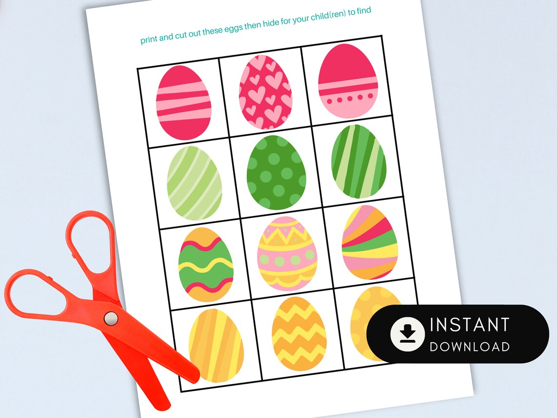 Printable Easter Egg Hunt for Kids: Easter Preschool Activity, Egg Find ...