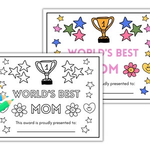 Best Mom Mother's Day Certificate Coloring Activity Sheet for Kids to ...